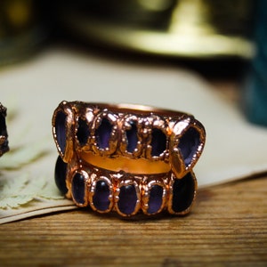 Vampire Fangs Ring, Garnet Vampire Jewelry, Halloween Jewelry, Gothic ...