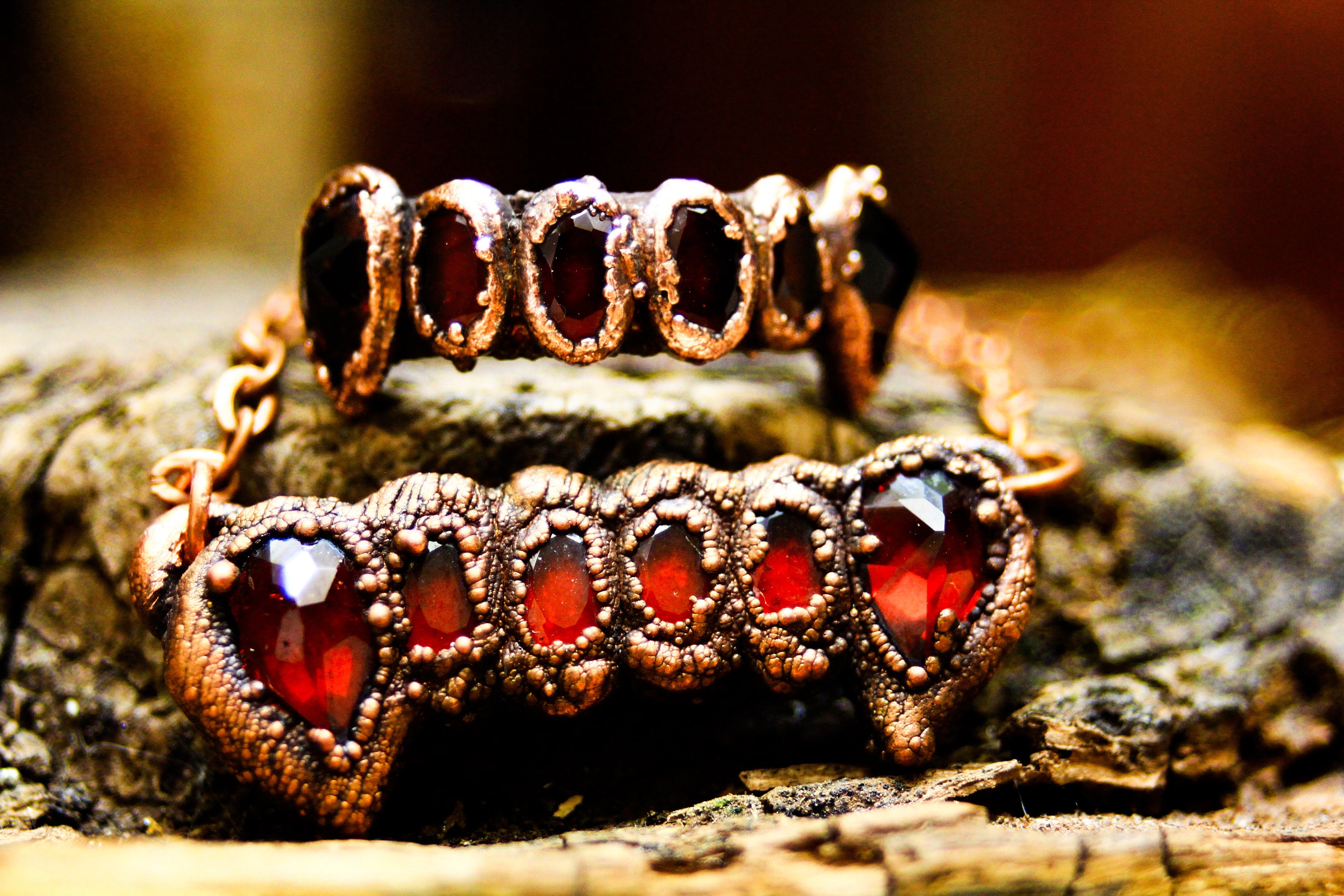 Vampire fangs ring garnet vampire jewelry halloween jewelry | Etsy