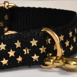 Gold Star Dog Collar, Dog Collar, Black and Gold Star Collar, Cat ...