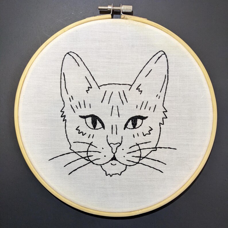 Simple Cat Line Art Embroidery Hoop Wall Hanging Decoration - Etsy