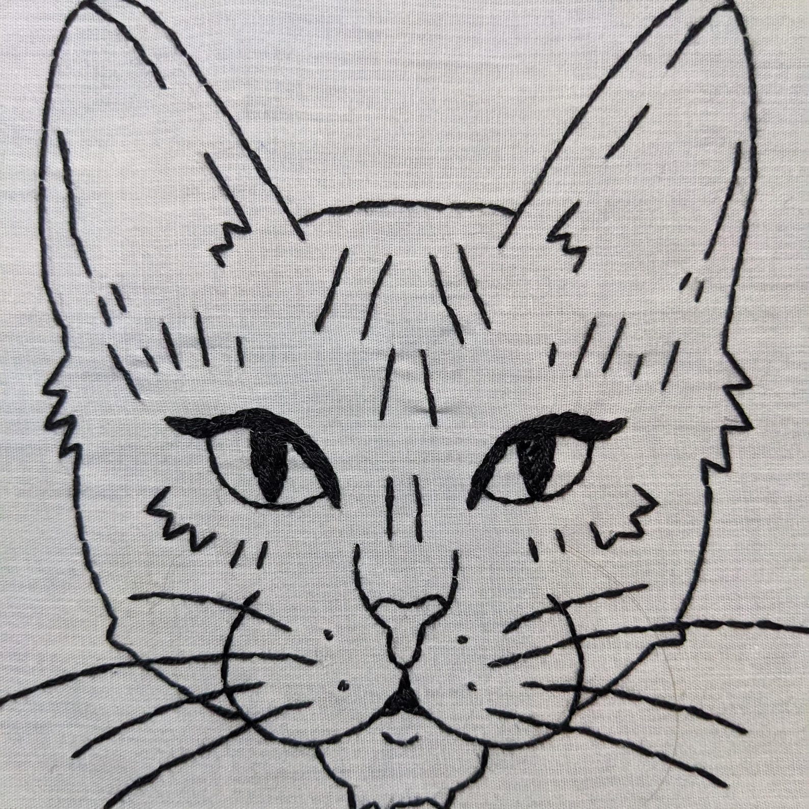 Simple Cat Line Art Embroidery Hoop Wall Hanging Decoration - Etsy