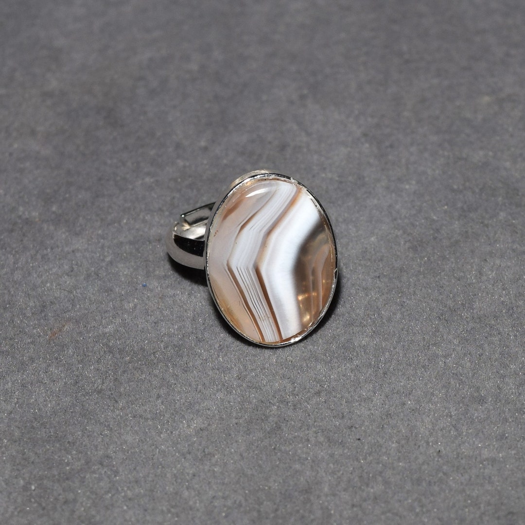 Lake Superior Agate Ring, Pure 925 Silver, Universal-adjustable Ring ...