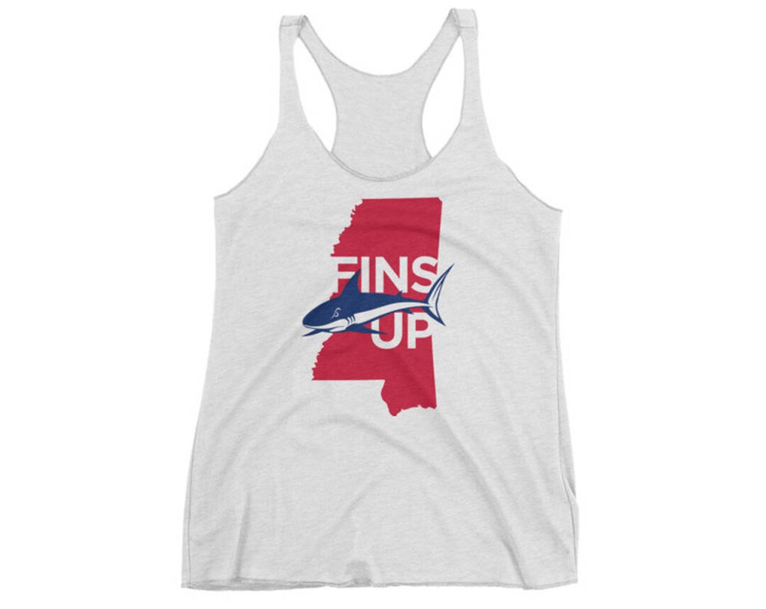 Ole Miss Landshark Fins up Soft Racerback Tank Top, College Football ...