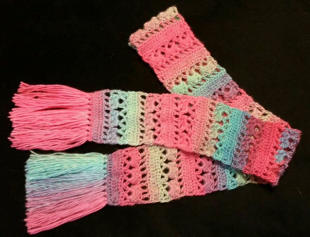 Multi-colored Crochet Scarf - Etsy