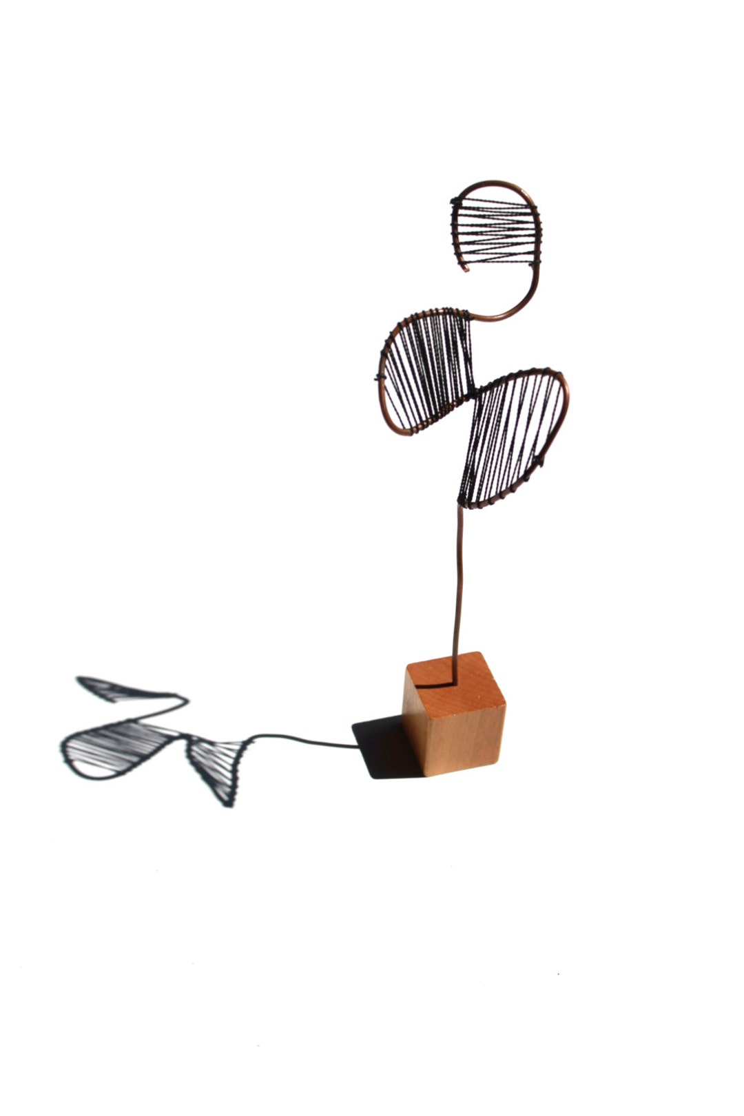 Abstract Art Sculpture Wood Wire String Table Art Mid Century Modern ...