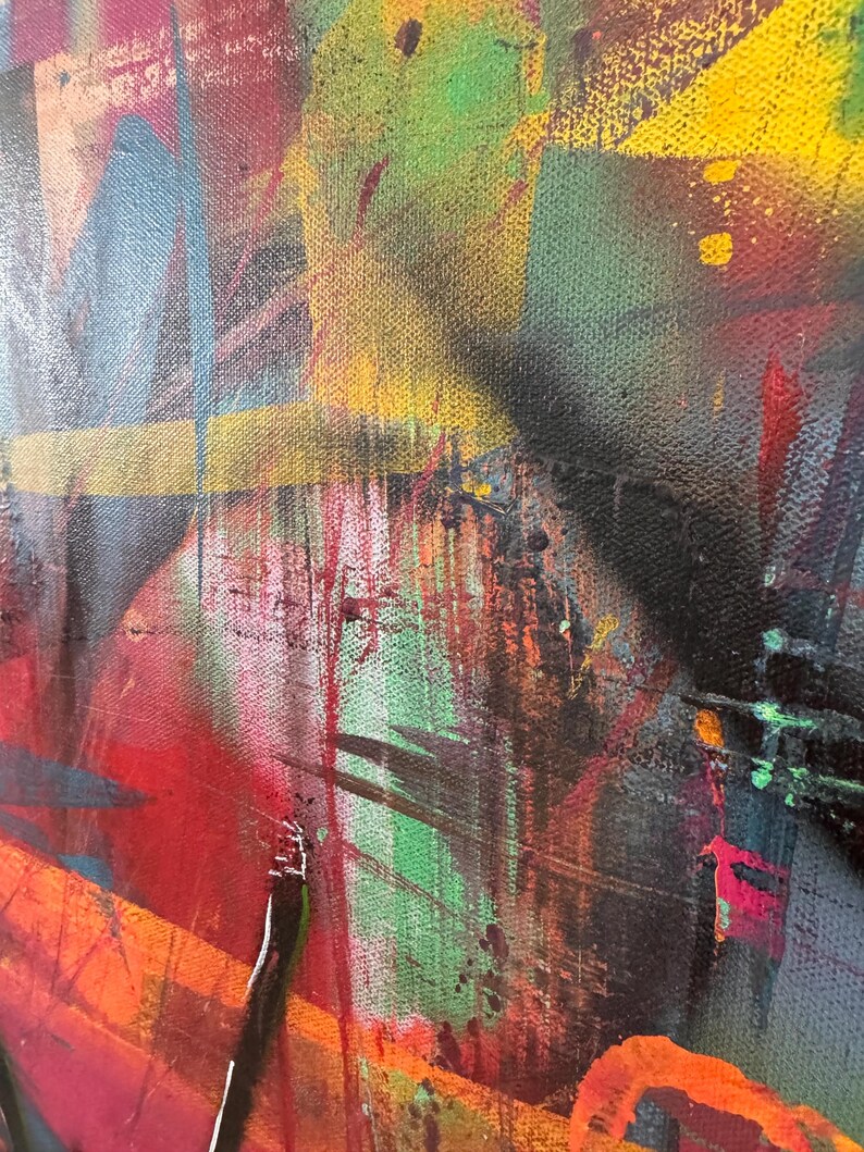 Colorful Large Abstract Spray Paint Painting. so Many Layers. 20” X 20 ...