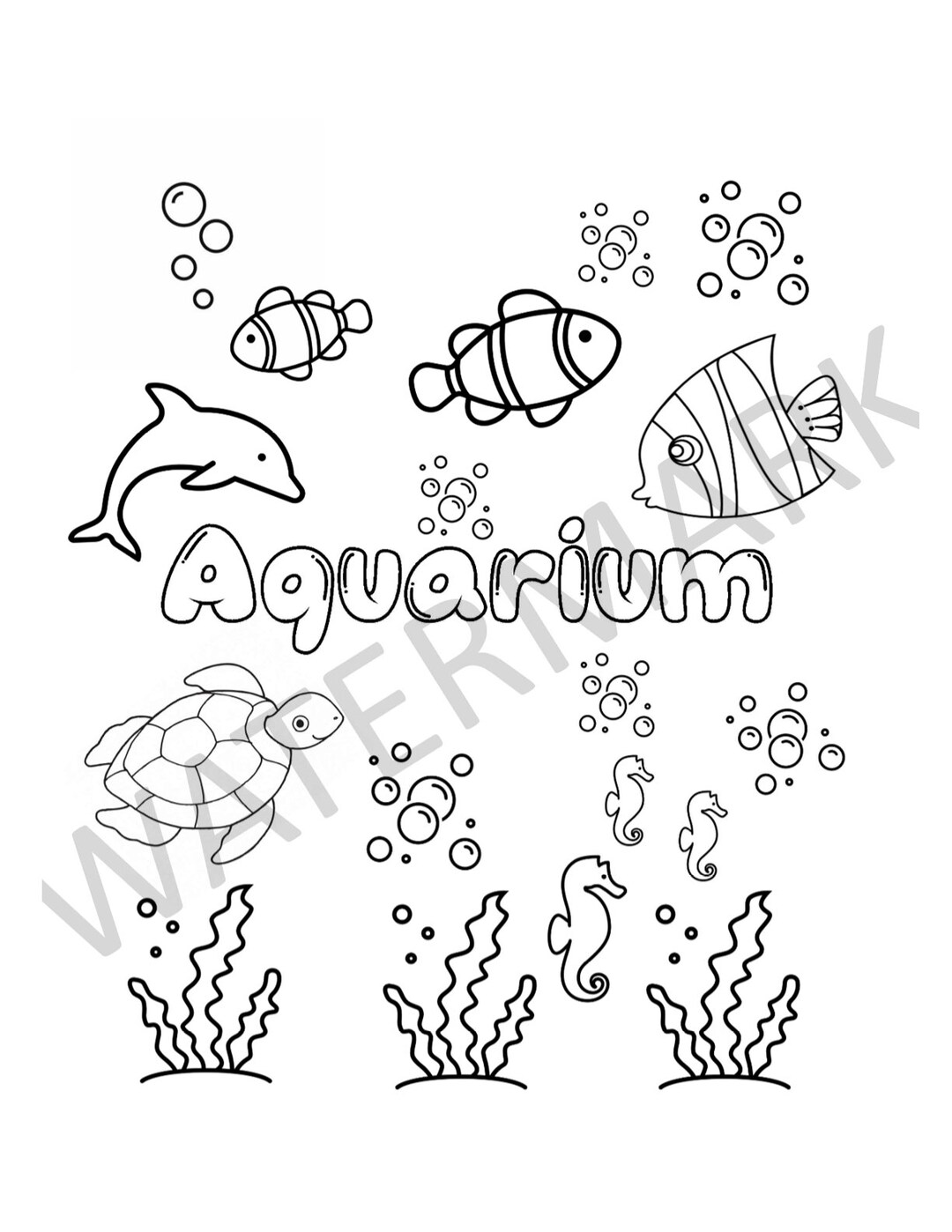 Hoja para colorear de acuario Imprimible - Etsy España