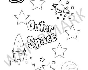Printable Outer Space Coloring Pages for Kids and Adults 90 - Etsy