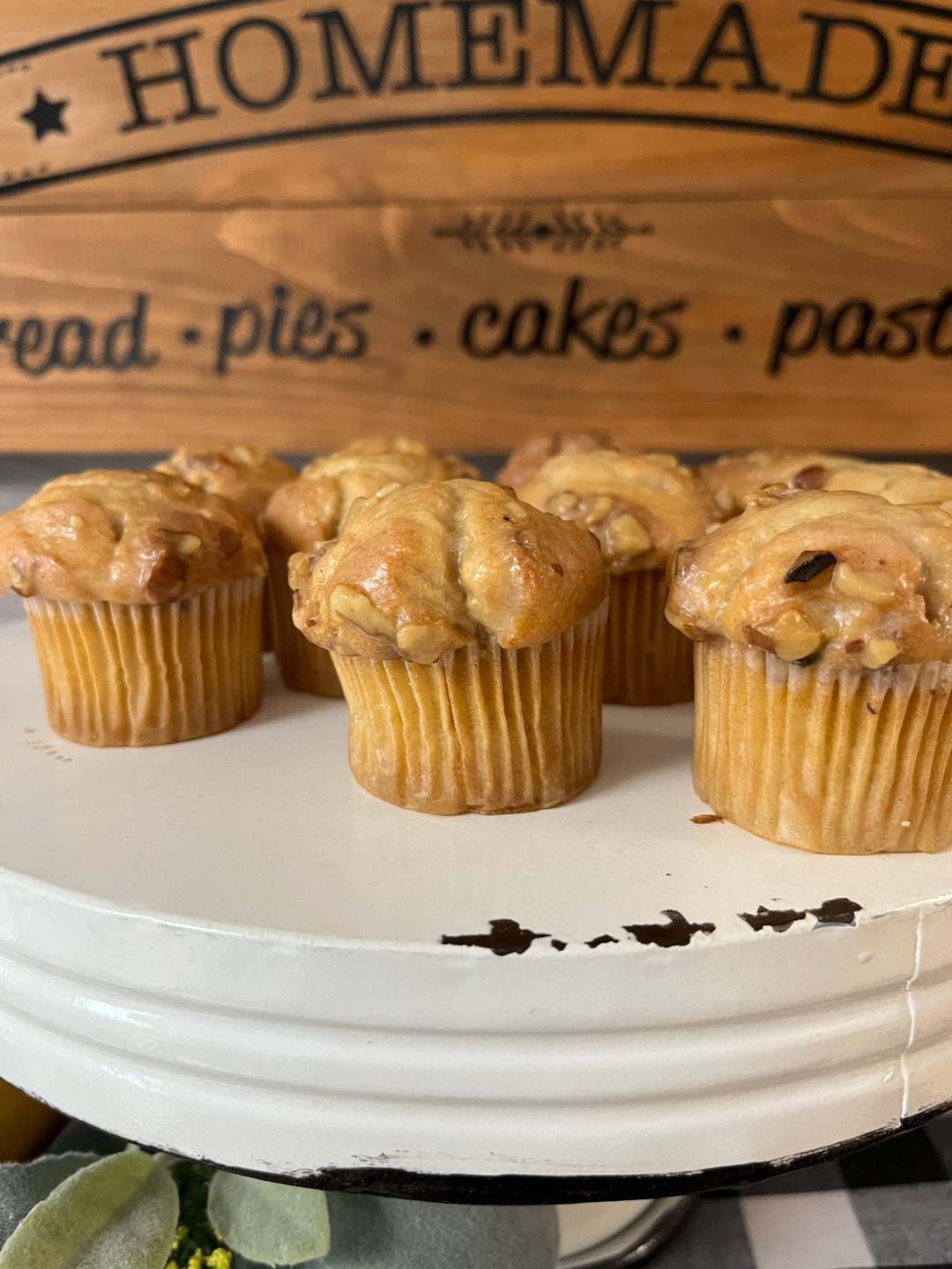 Fake Faux Muffins Set of 10 Mini Banana Nut Muffins Primitive Farmhouse ...