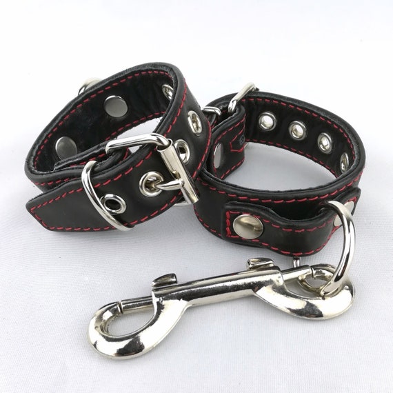 SOFT CUFFS Leather Handcuffs With Double Karabiner - Etsy