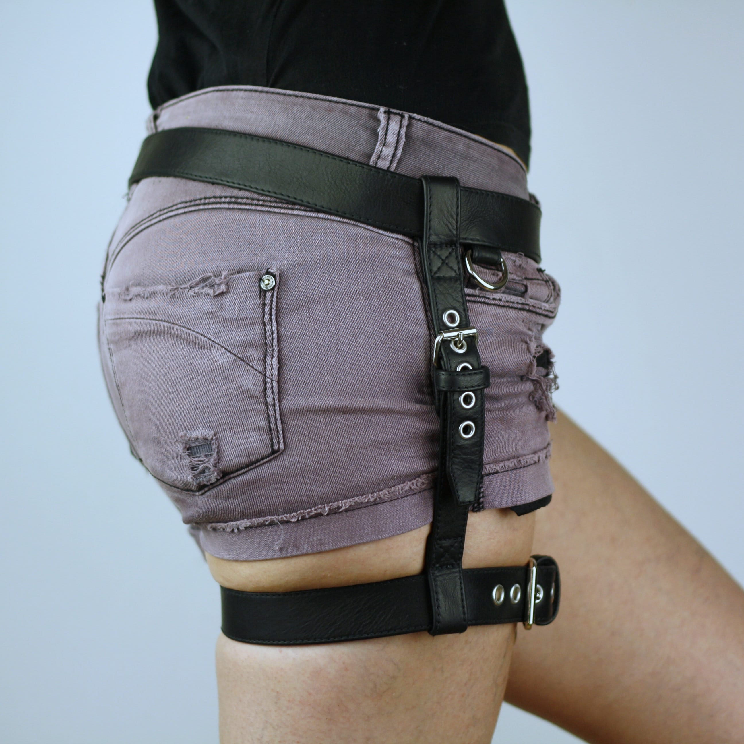 LARA Leather Hips Harness Black - Etsy