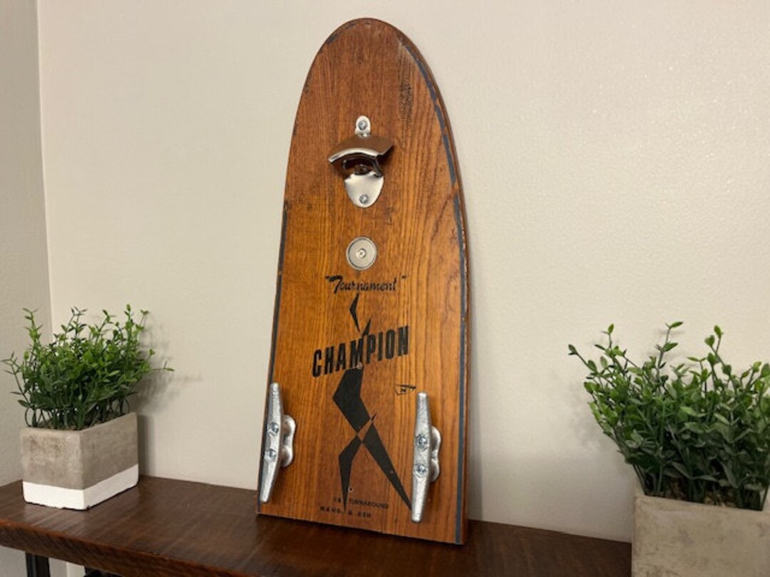 Water Ski Bottle Opener W/dock Cleat Hooks Wall Mount - Etsy