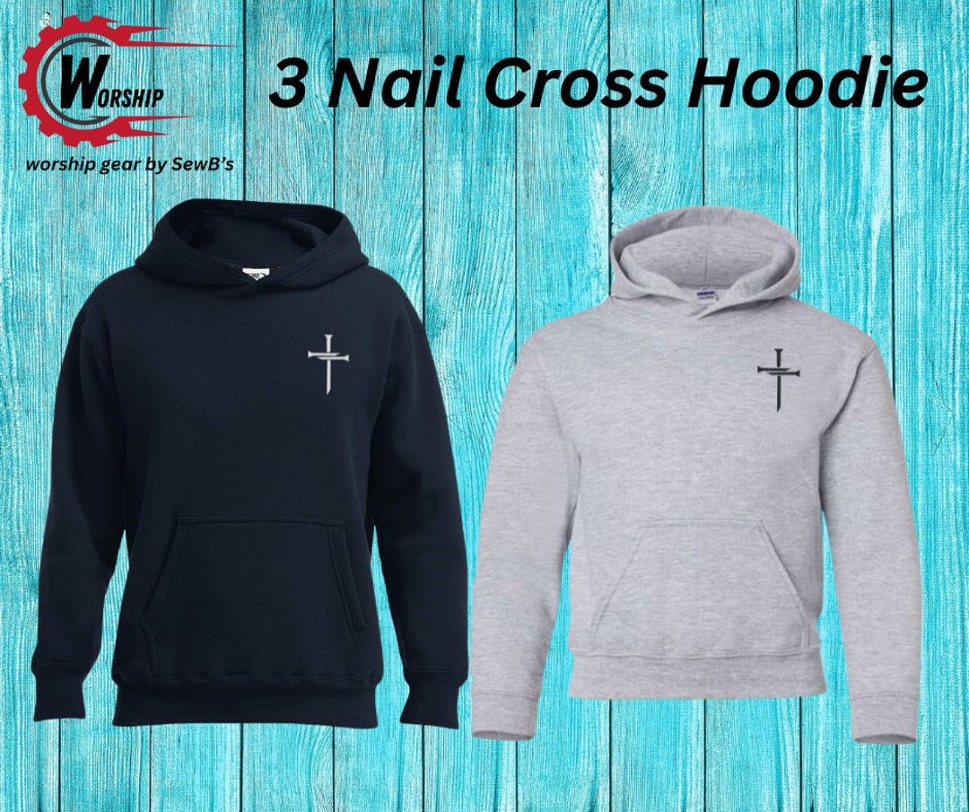 3 Nail Cross Hoodie - Etsy
