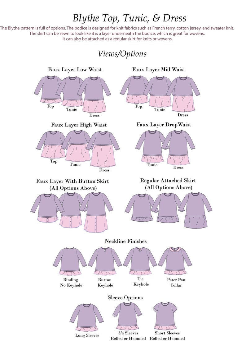 Blythe Top, Tunic & Dress PDF Sewing Pattern - Etsy