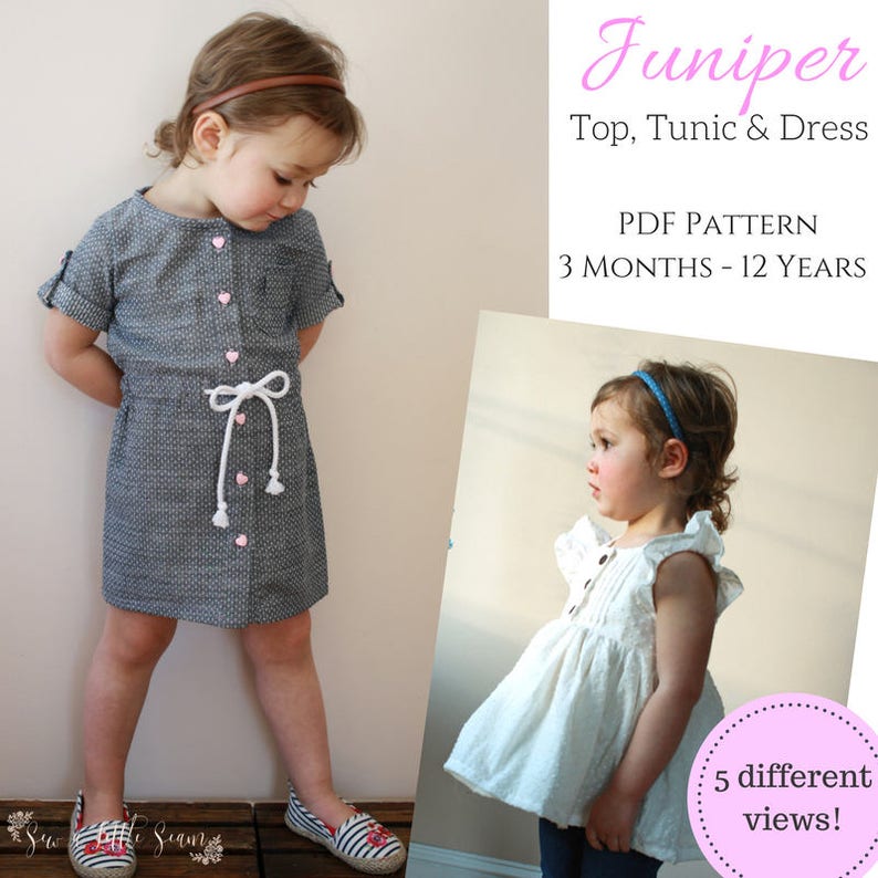 Juniper Children's Top, Tunic and Dress PDF Pattern - Etsy