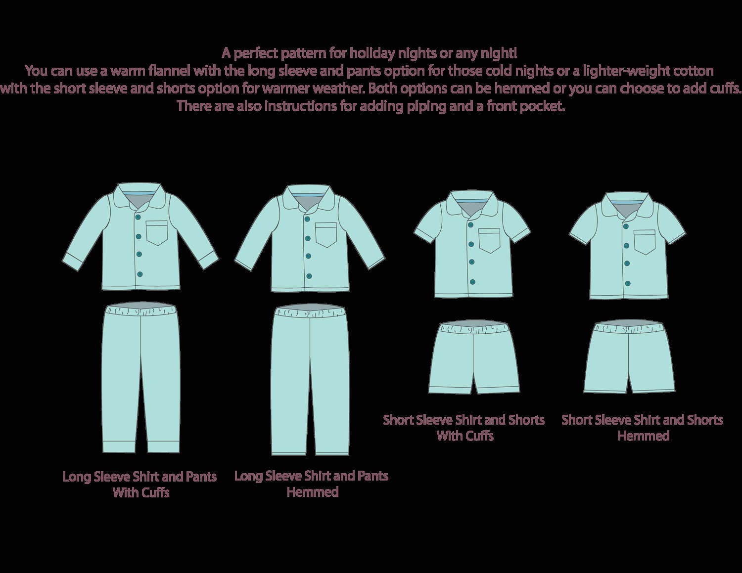 Holiday Night Pajamas PDF Sewing Pattern - Etsy