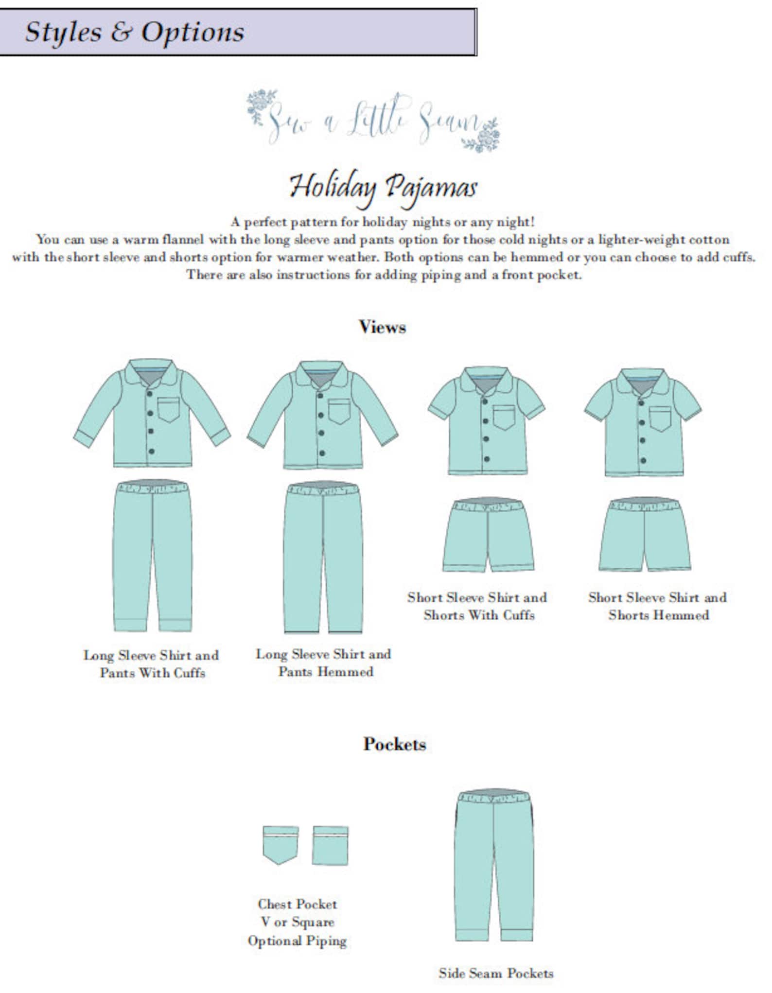 Holiday Night Pajamas PDF Sewing Pattern - Etsy