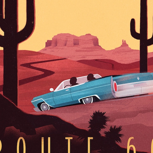 Route 66 Print Route 66 Poster Route 66 Vintage Retro Print | Etsy