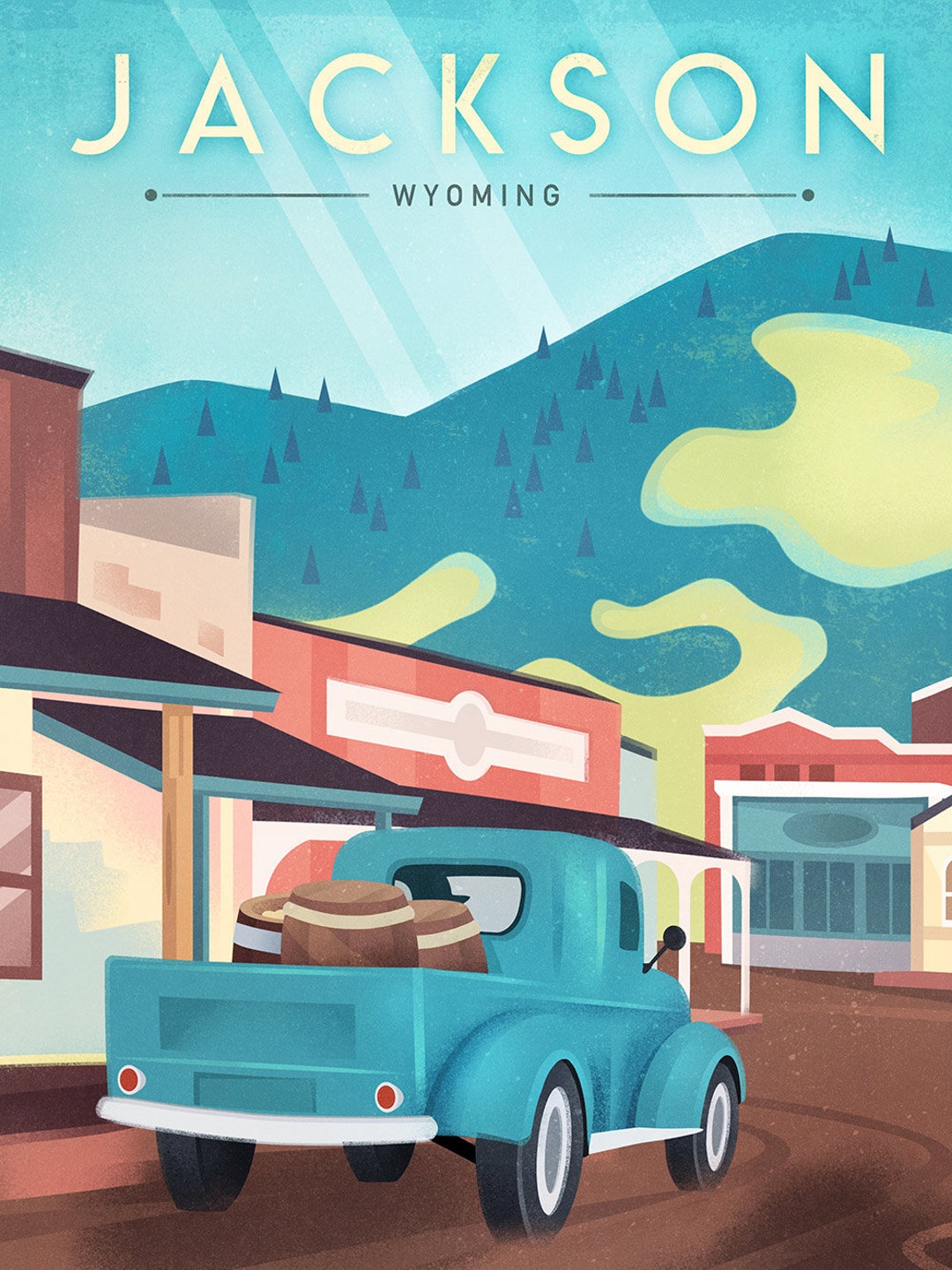 Wyoming Poster, Wyoming Wall Decor, Wyoming Travel Poster, Jackson ...