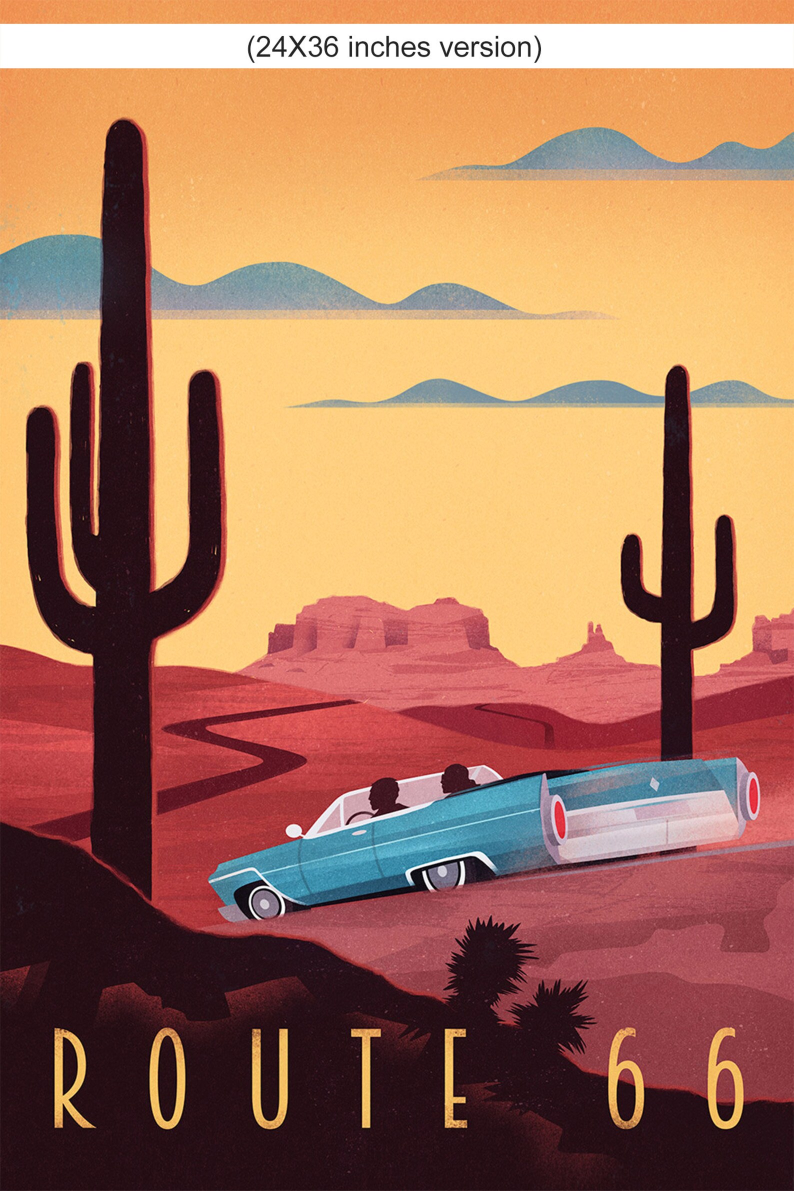 Vintage Travel Poster Route 66 Poster Route 66 Wall Art - Etsy