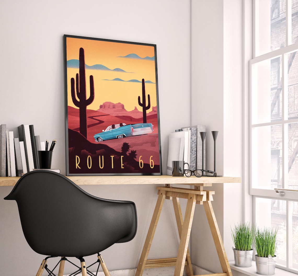 Retro Poster Vintage Wall Art Retro Decor Route 66 Vintage Travel ...