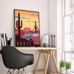 Retro Poster - Vintage Wall Art - Retro Decor - Route 66 - Vintage ...
