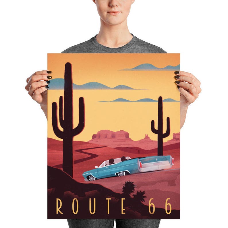 Vintage Travel Poster Route 66 Poster Route 66 Wall Art - Etsy