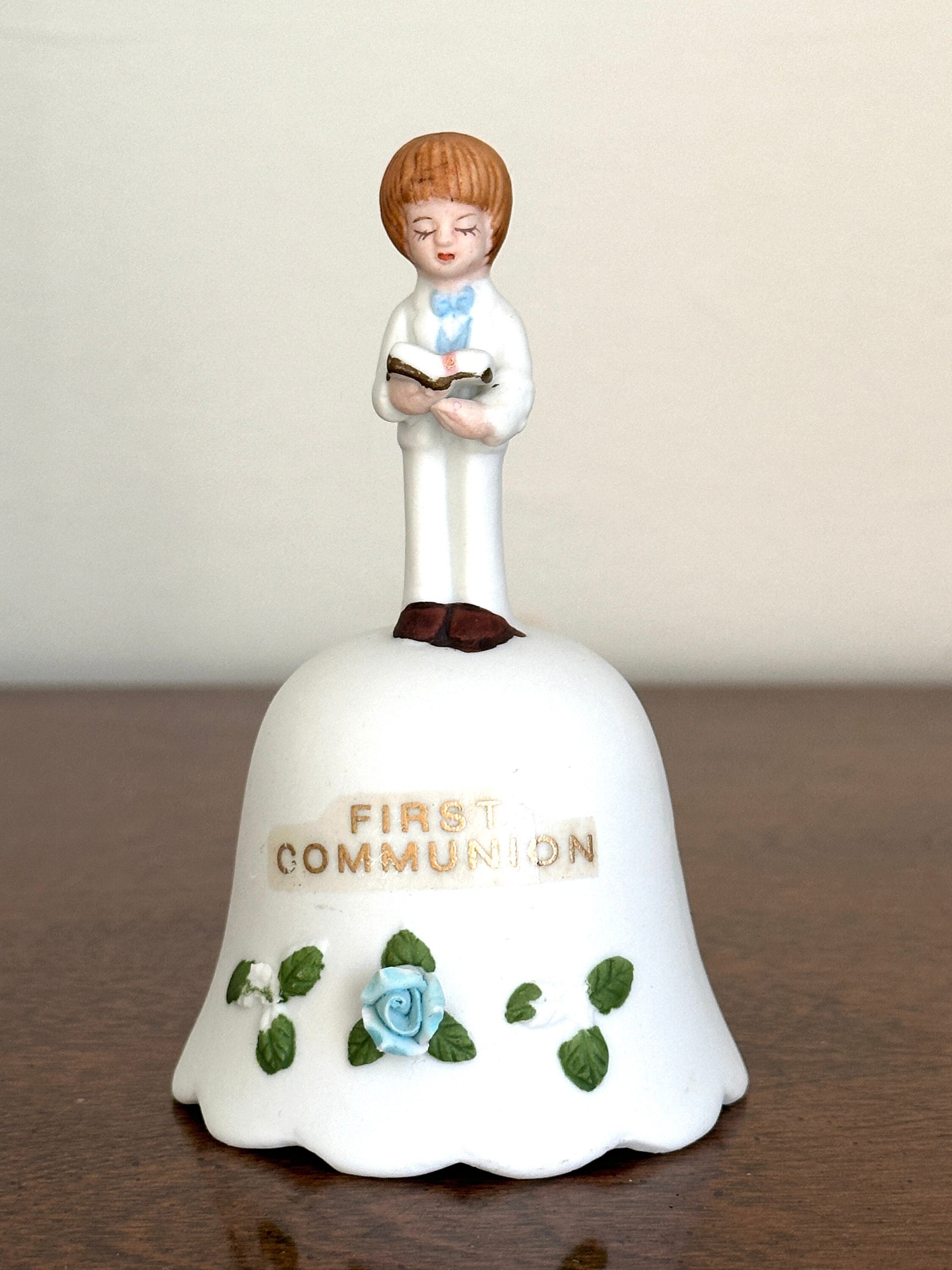 First Communion Bell, Boy and A Prayer Book, Vintage Ceramic, Made by ...