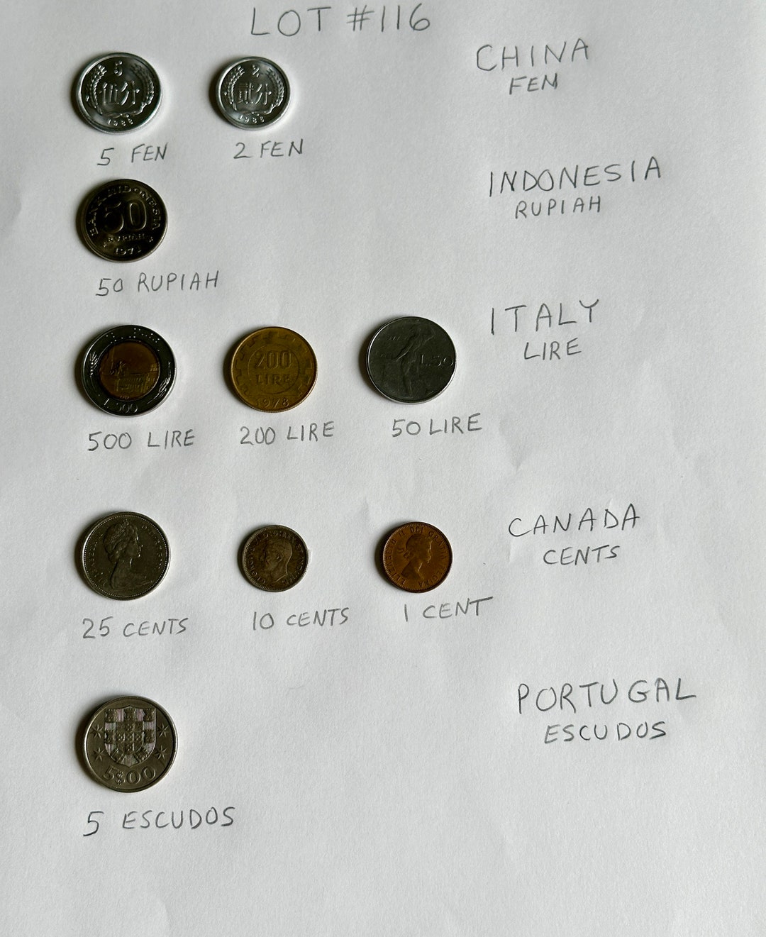 10 Old Foreign World Coins From China, Indonesia, Italy, Canada ...