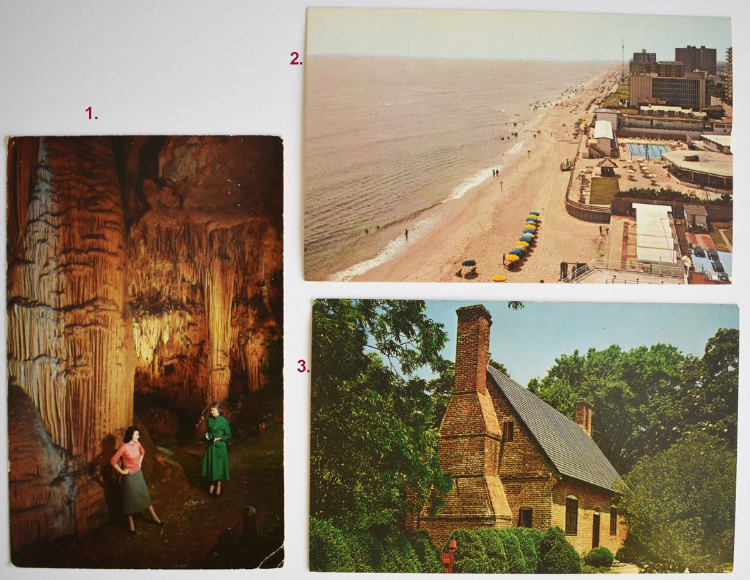 3 Vintage Virginia Postcards, Leidy Column, Virginia Beach, Adam ...