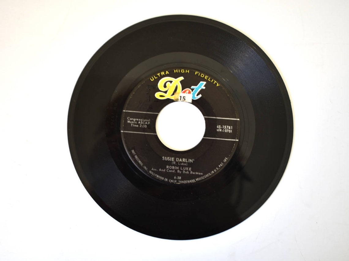 Susie Darlin' by Robin Luke, 45 Rpm,vinyl 45 Record, Vintage,1958, Dot ...