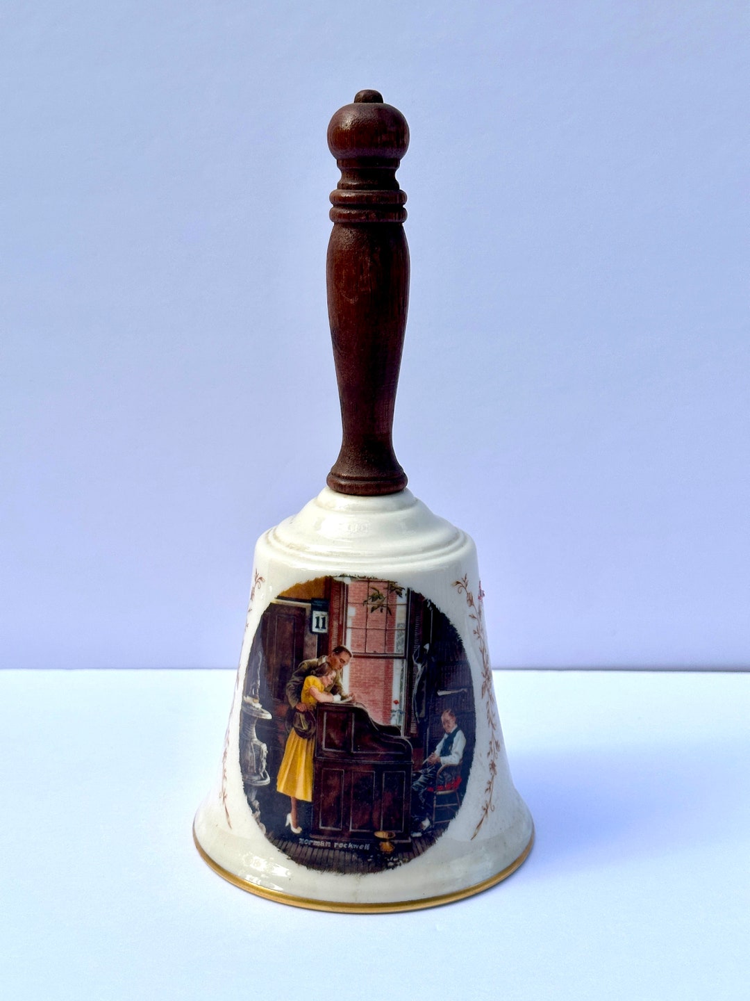 Norman Rockwell “the Marriage License” Bell With Wooden Handle, by ...