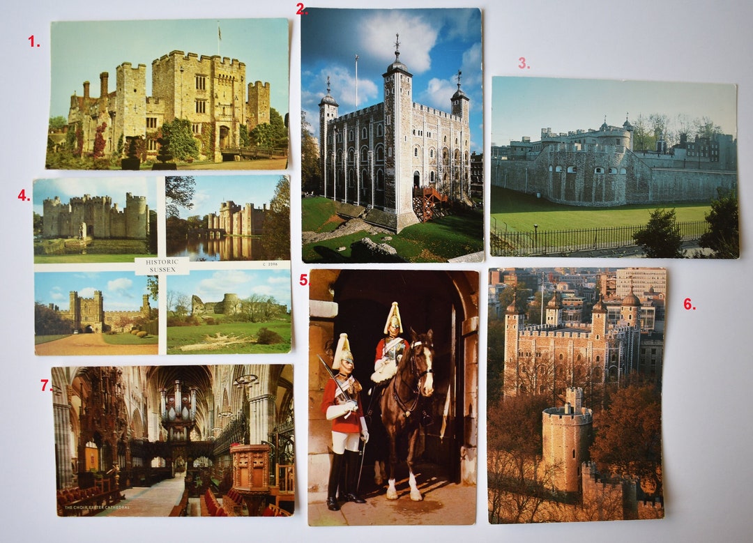 7 Postcards From England, Tower of London, Exter Cathedral, English ...