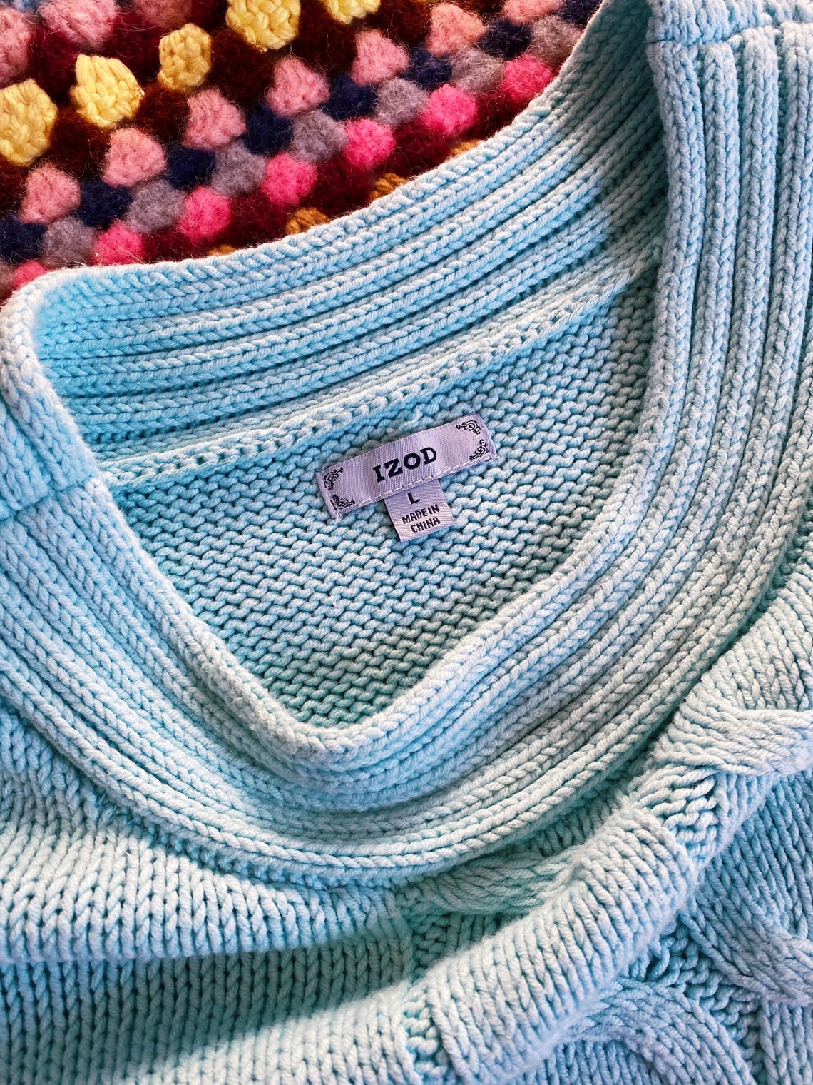 Vintage Baby Blue Chunky Cable Knit Sweater | Etsy