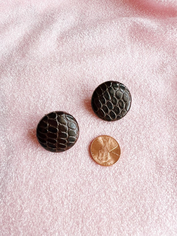 vintage chocolate brown reptile / snake / crocodile l… - Gem