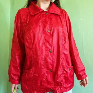 80s Fire Engine Red Swishy Windbreaker Jacket - Etsy