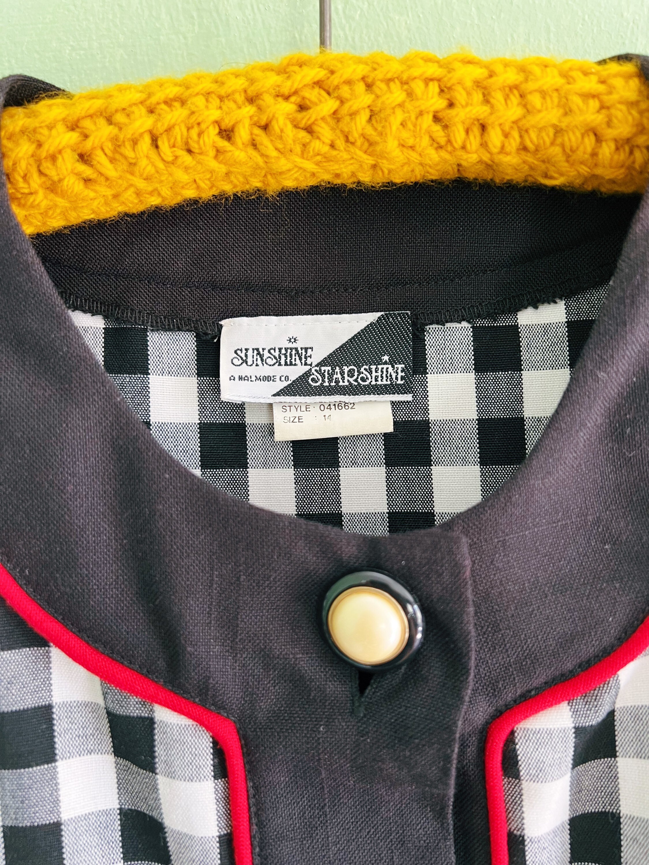 80s Black and White Checkerboard Print Blouse With Jersey - Etsy