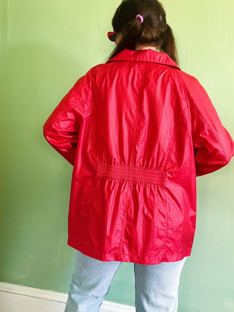 80s Fire Engine Red Swishy Windbreaker Jacket - Etsy