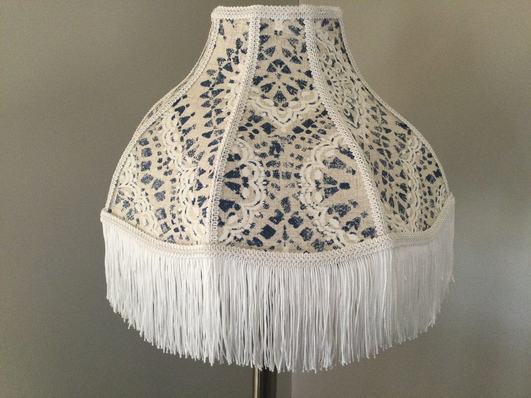 Lampshade Handmade Victorian Indigo White - Etsy