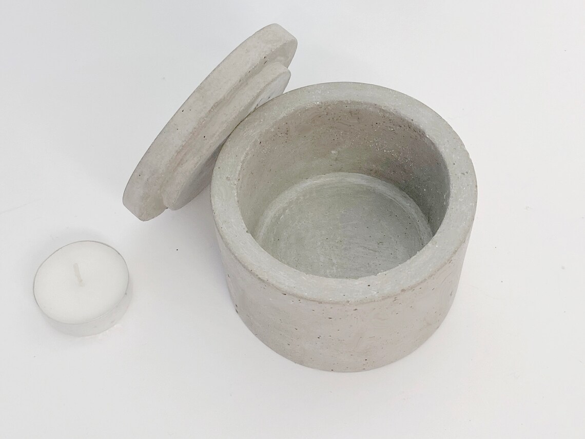 Concrete Jar With Lid Medium Kitchenware Holder Cup Holder - Etsy