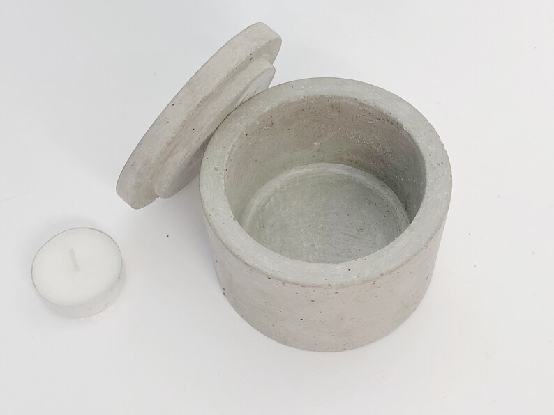 Concrete Jar With Lid Medium Kitchenware Holder Cup Holder Kitchen ...