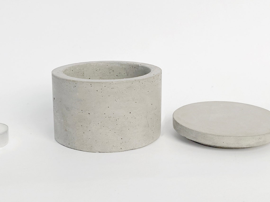 Concrete Jar With Lid Medium Kitchenware Holder Cup Holder Kitchen ...