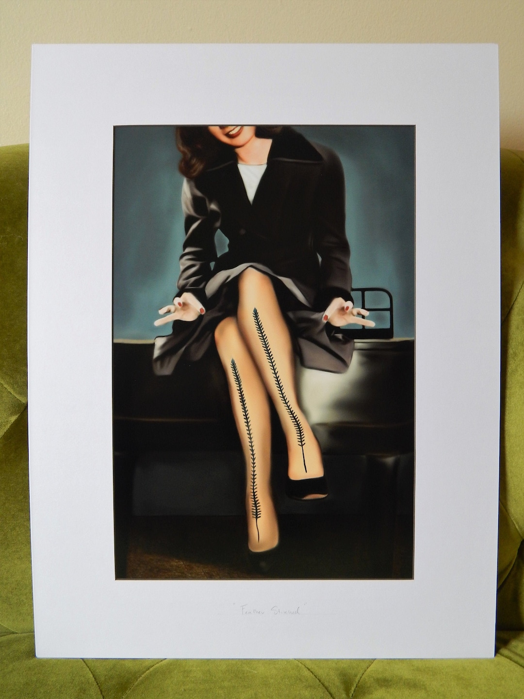 Feather Stitched Stockings Pin-up Matted Art Print 18x24 - Etsy