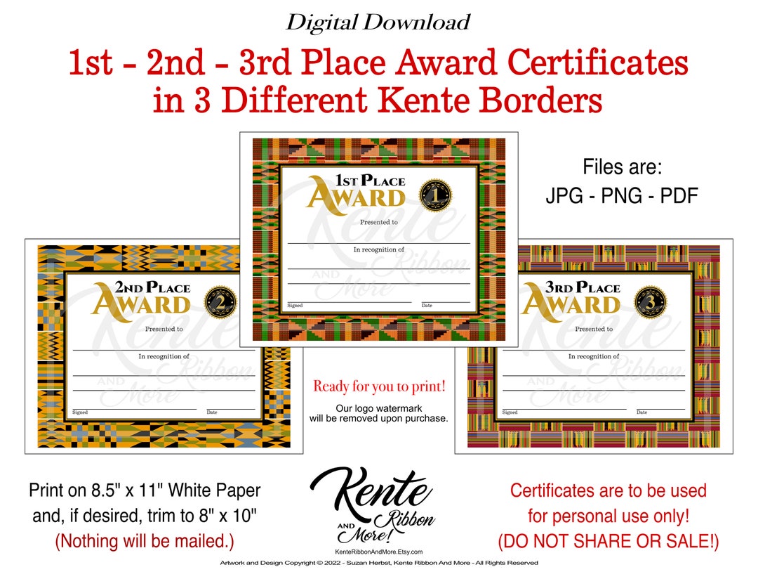 Download Kente Border 1st 2nd 3rd Place Award Certificate Templates Download Kente Border 1st 2nd 3rd Place Award Certificate Templates