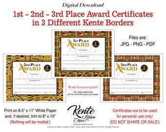 1st 2nd 3rd Place Certificates Template - Etsy UK