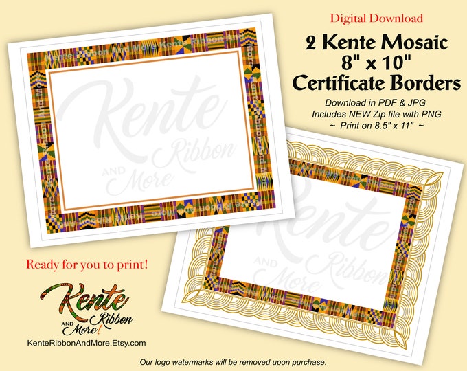DIY 2 Kente Border 8x10 Templates Great for Certificates - Etsy