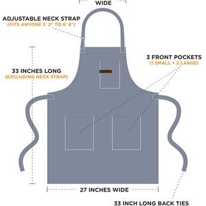 Soft Blue Denim Work Apron / Comfort Fit Neck & Long Waist Ties / Thick ...