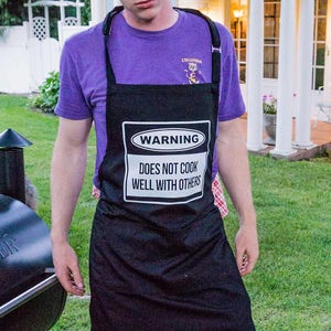 Warning: Does Not Cook Well With Others Apron / Funny BBQ Grilling Gift ...