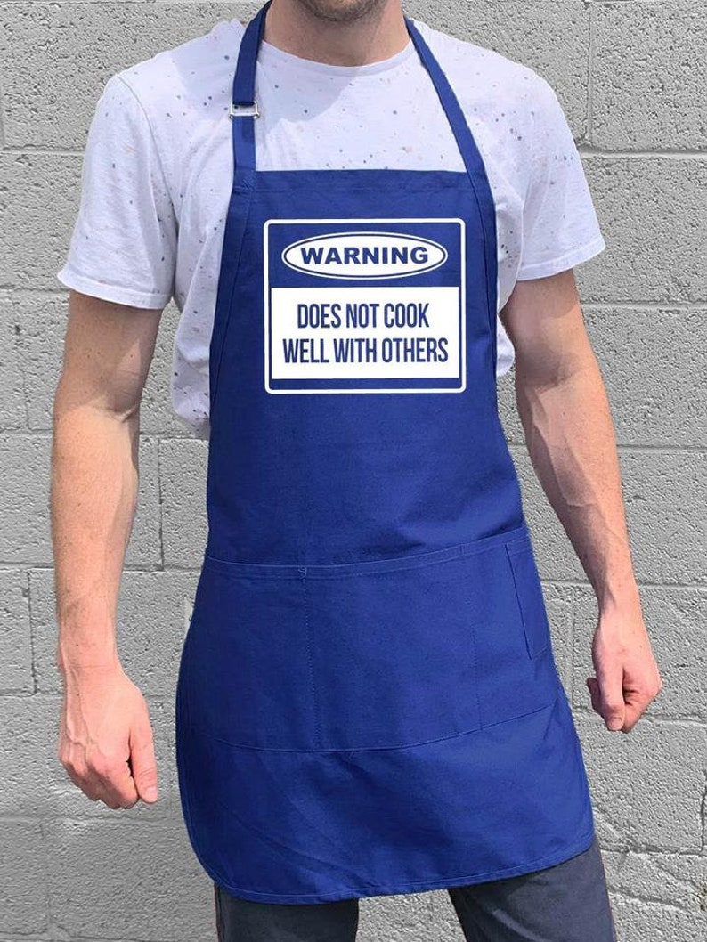 Warning: Does Not Cook Well With Others Apron / Funny BBQ | Etsy