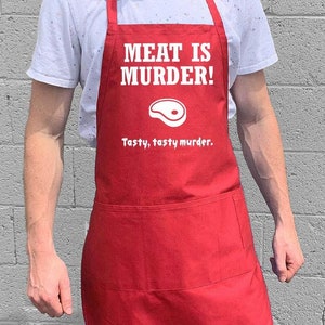 Meat is Murder ... Tasty, Tasty Murder / Funny BBQ Grilling Apron for ...